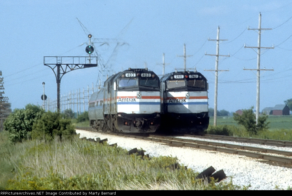 AMTK 403 With Train 305 The State House and 240 With Train 312 The Loop